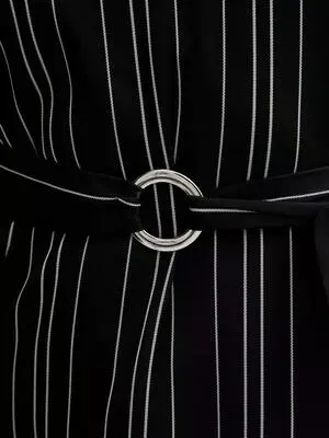 Dkny Striped Belted Sleeveless Round Neck Asymmetric Hem Dress