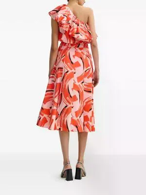 Essentiel Antwerp Jillian One-shoulder Ruffled Blouse With Graphic Print - Pink