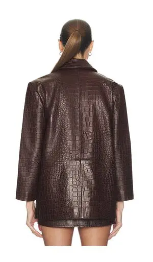 HELSA Leather Croc Embossed Jacket - Brown