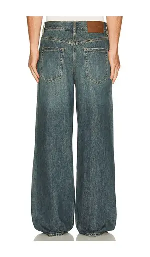 Helmut Lang Distressed Wide Leg Denim - Blue