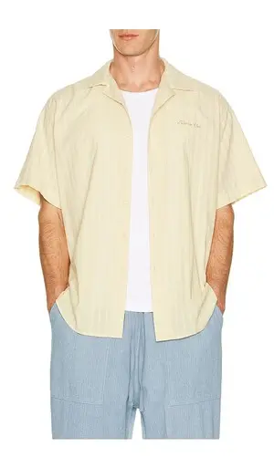 KAPPY DESIGN Jacquard Open Collar Shirt - Beige