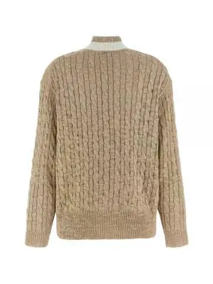 Brunello Cucinelli Braided Knit V-neck Cardigan With Micro Sequins