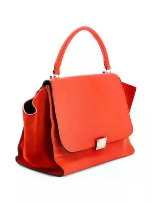 Celine Trapeze Bag Leather Medium Satchel - Red