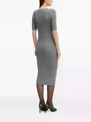 Dkny Ribbed Knit Button Front Midi Dress