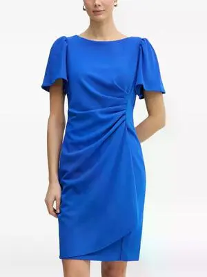 Dkny Puffed Sleeve Gathered Dress - Blue