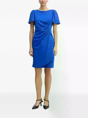 Dkny Puffed Sleeve Gathered Dress - Blue
