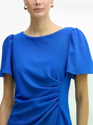Dkny Puffed Sleeve Gathered Dress - Blue