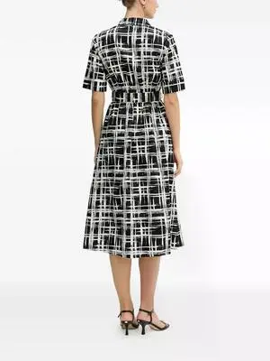 Dkny Checked Belt Dress With Spread Collar