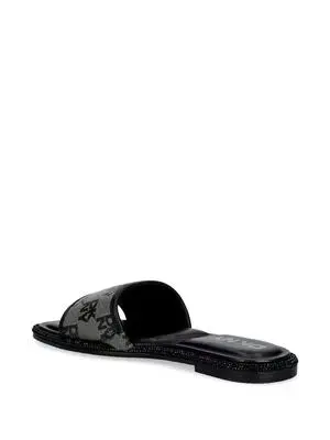 Dkny Logo Pattern Embellished Slides - Grey