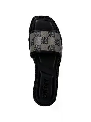 Dkny Logo Pattern Embellished Slides - Grey