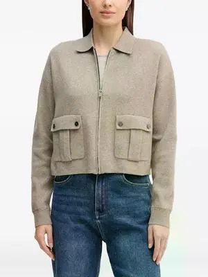 Dkny Knitted Cardigan With Polo Collar - Neutrals