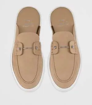 CHRISTIAN LOUBOUTIN Chanme Donna Flat Leather Mules With Piercing Hardware - Beige