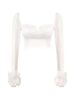 POST MERIDIEM Removable Cuff Long Sleeve Top - White