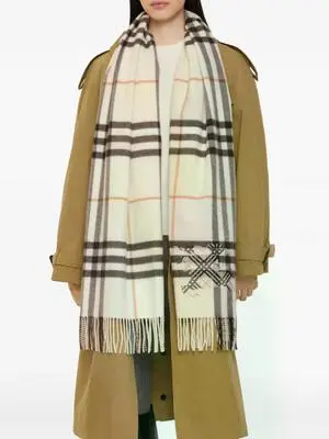 Burberry Wide Cross Stitch Ekd Check Cashmere Scarf