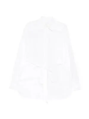 SETCHU Cotton Shirt With Detachable Tie Waist - White