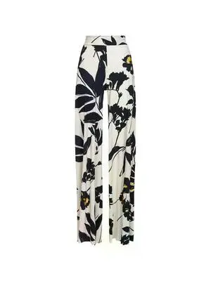 Chiara Boni La Petite Robe Floral Print High-waisted Wide Leg Trousers - Neutrals