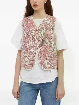 LA PETITE FRANÇAISE Floral V-neck Sleeveless Vest