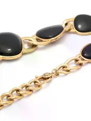 MONET 1990s -tone Black Stone Chain-link Necklace