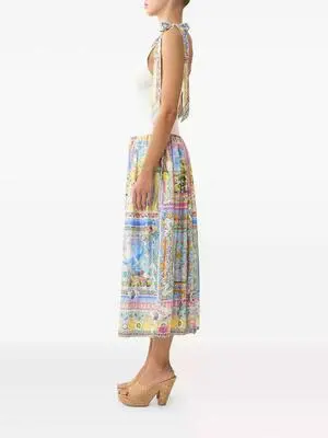 Camilla Bodice Splice Midi Dress - White