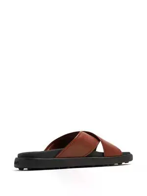 TOD'S Leather Criss-cross Flat Sandals - Red
