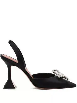Amina Muaddi 95mm Rosie Crystal-bow Slingback Pumps