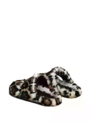 Dolce & Gabbana Leopard Print Fur Trim Slippers