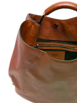 Moschino Leather Handle Shoulder Bag - Brown