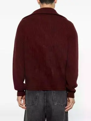 ENTIRE STUDIOS Zip-up Knit Top With Point Collar - Red