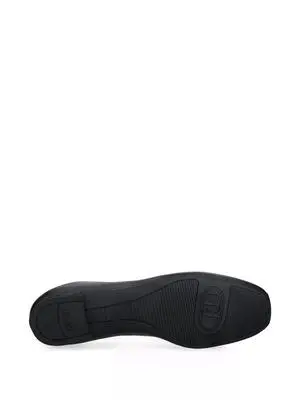 Liu Jo Leather Ballet Flats With Gold Tone Logo Detail