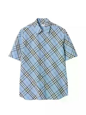 Burberry Classic-fit Check Cotton Shirt - Blue