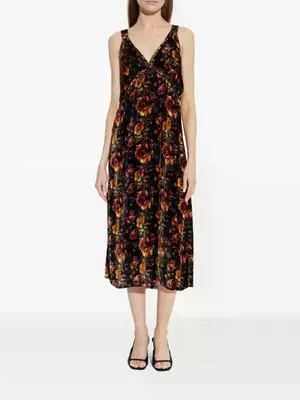R13 Floral-print V-neck Midi Dress