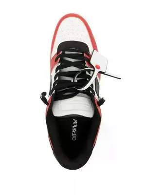 Off-White Out Of Office Colour-block Leather Sneakers - Red