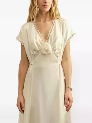Sleeper Genus Rosa Lace-trim Satin Midi Dress