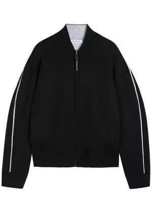 Givenchy Couture Logo-intarsia Wool-blend Zip-up Cardigan