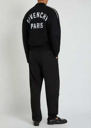 Givenchy Couture Logo-intarsia Wool-blend Zip-up Cardigan