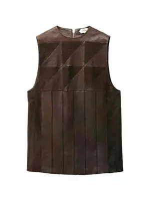 Versace Sleeveless Leather Patchwork Mini Dress