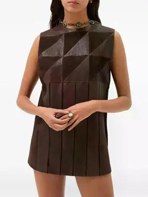 Versace Sleeveless Leather Patchwork Mini Dress