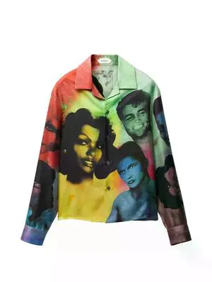 Versace Printed Silk Twill Slim Shirt - Blue