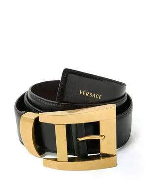 Versace Leather Belt 4 Cm - Black