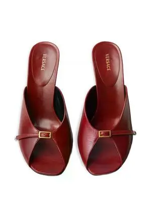 Versace Nyx Leather Mules With Engraved Logo Detail - Red