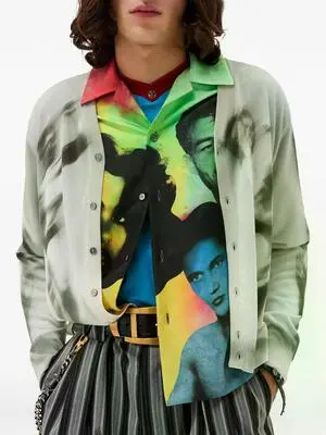 Versace Knit Cardigan With 'the Flex' Print
