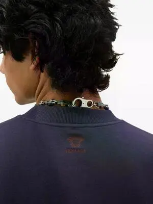 Versace Embroidered Stretch Cotton-jersey T-shirt - Blue