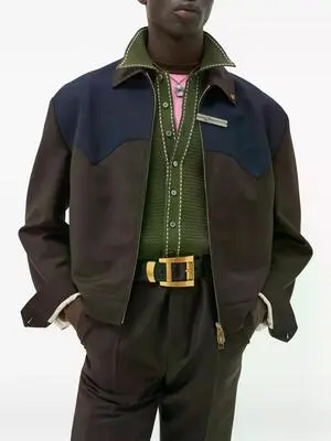 Versace Wool-mohair Zip Blouson Jacket With Medusa Pin