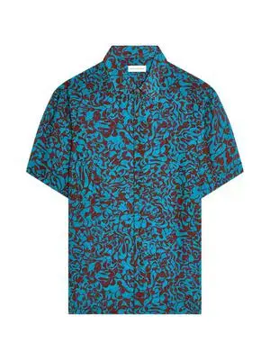 Dries Van Noten Floral-print Short-sleeve Shirt - Blue
