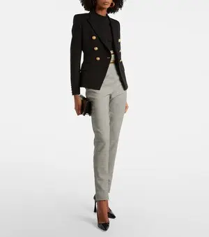 Balmain Prince Of Wales Wool-blend Slim Fit Pants