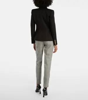 Balmain Prince Of Wales Wool-blend Slim Fit Pants