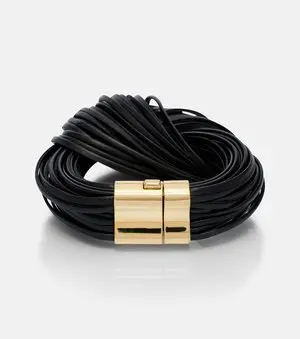 Bottega Veneta Leather Knotted Bracelet With Gold Clasp