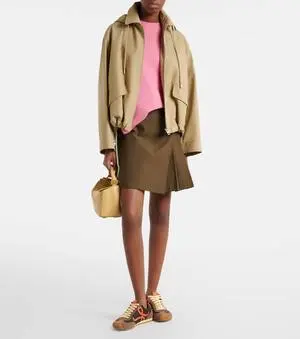 Loewe Leather-trimmed Cotton-blend Wrap Skirt