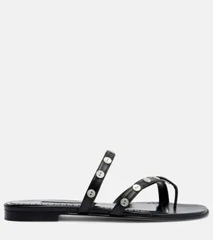 Manolo Blahnik Embellished Leather Thong Sandals