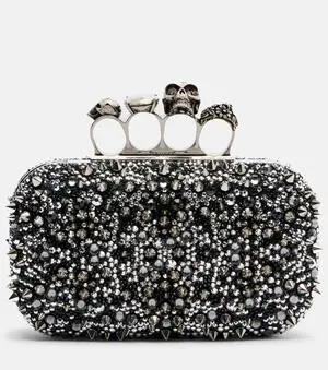 Alexander McQueen Knuckle Embellished Clutch - Silver